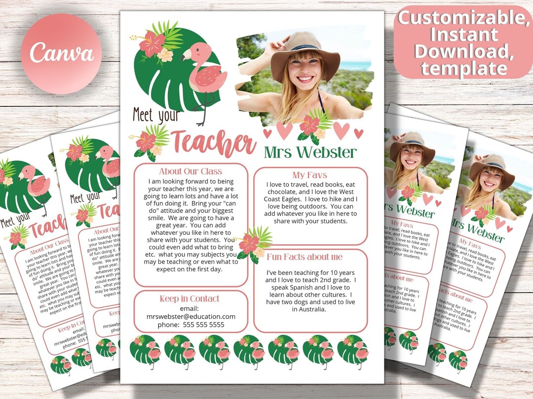 Meet the Teacher Template Canva, a Back to School Teacher Letter ...
