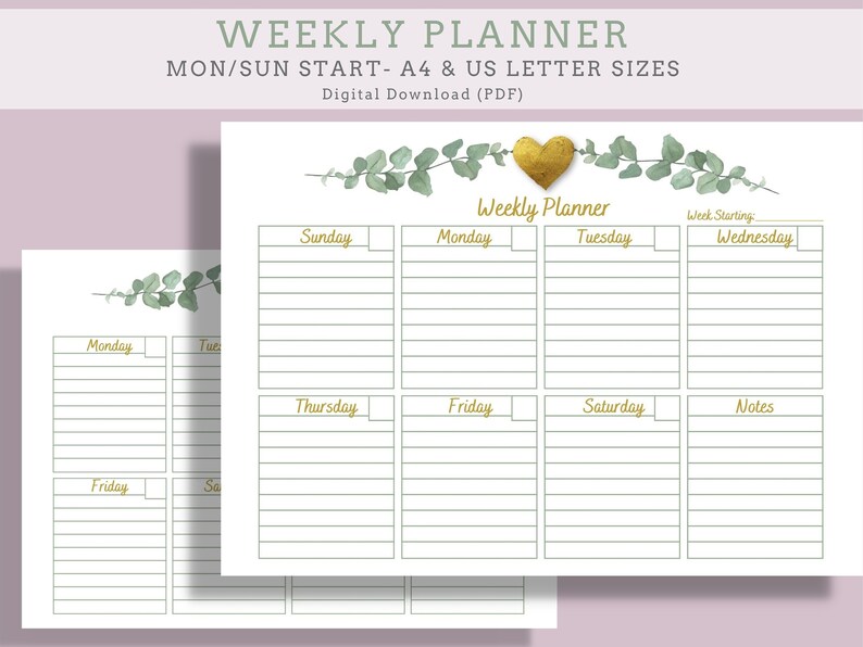Week Planner Printable, Daily Planner With Week at a Glance View ...
