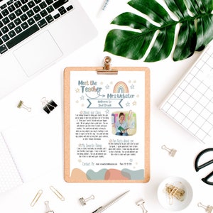 Boho Rainbow Meet the Teacher Editable Template, a Back to School ...