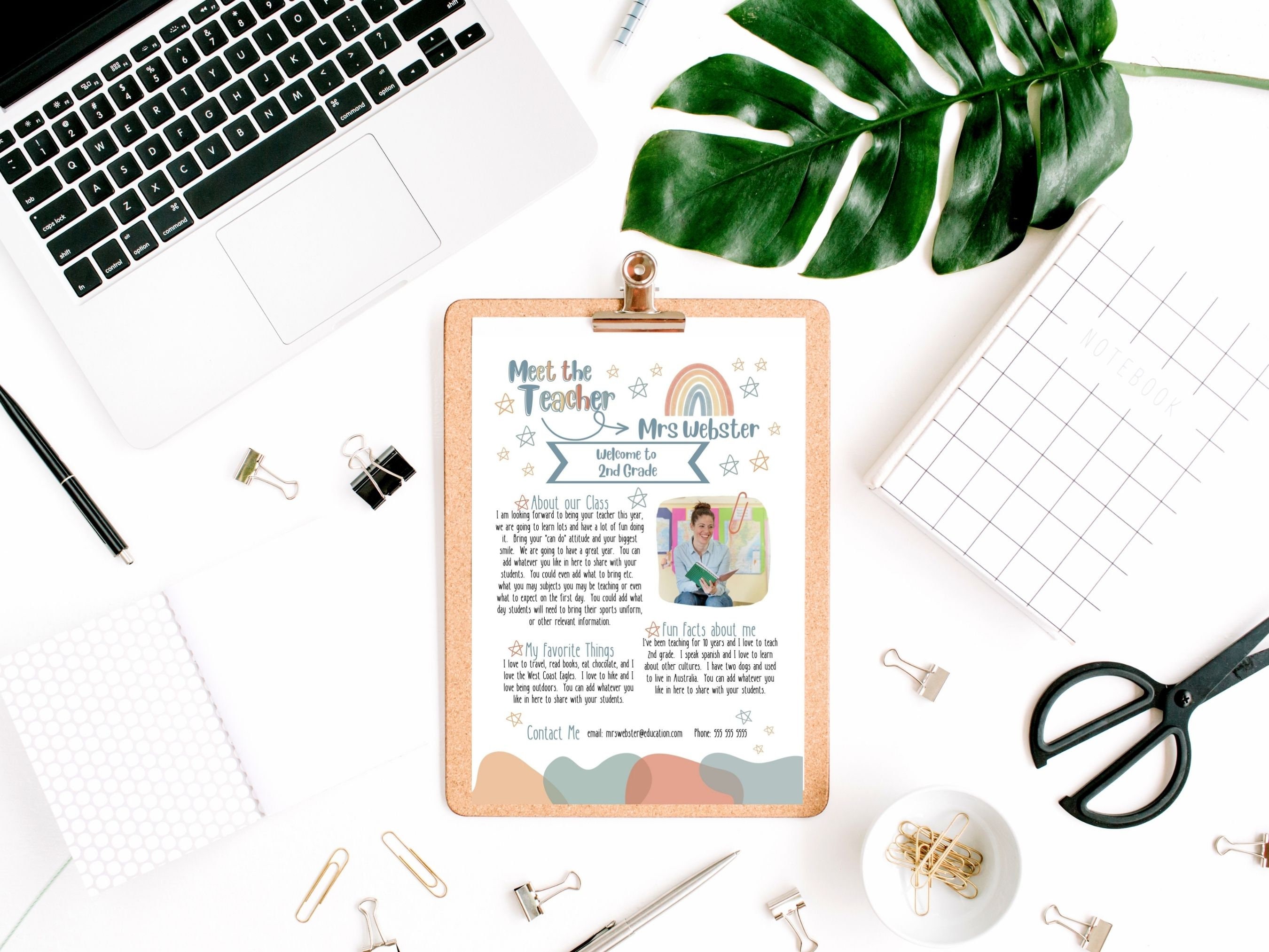 Boho Rainbow Meet the Teacher Editable Template, a Back to School ...