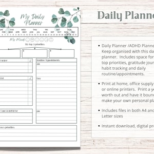 Daily Planner or an ADHD Daily Planner, Perfect Daily Organisation ...