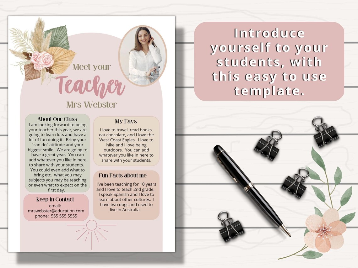 Boho Meet the Teacher Editable Template, a Back to School Letter in a ...