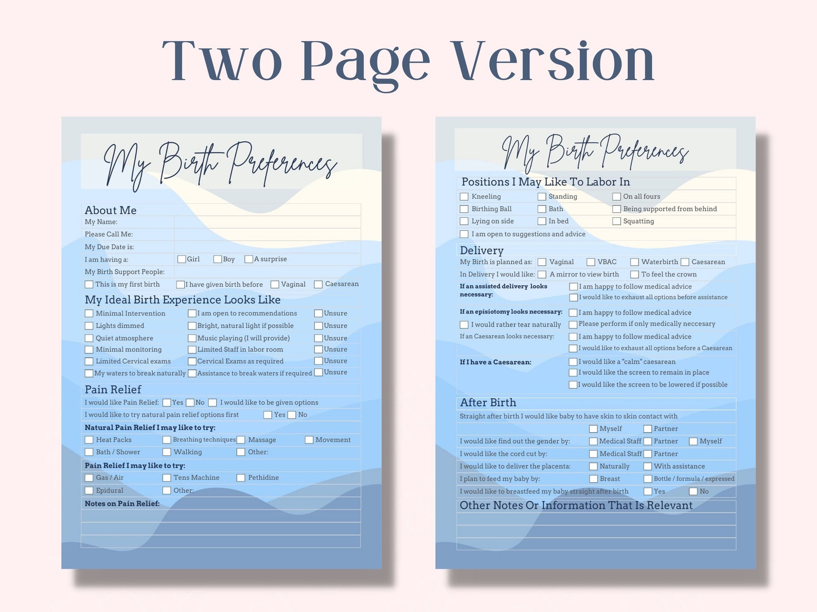 Boho Birth Plan Template, Editable, Communicate Your Birth Preferences ...