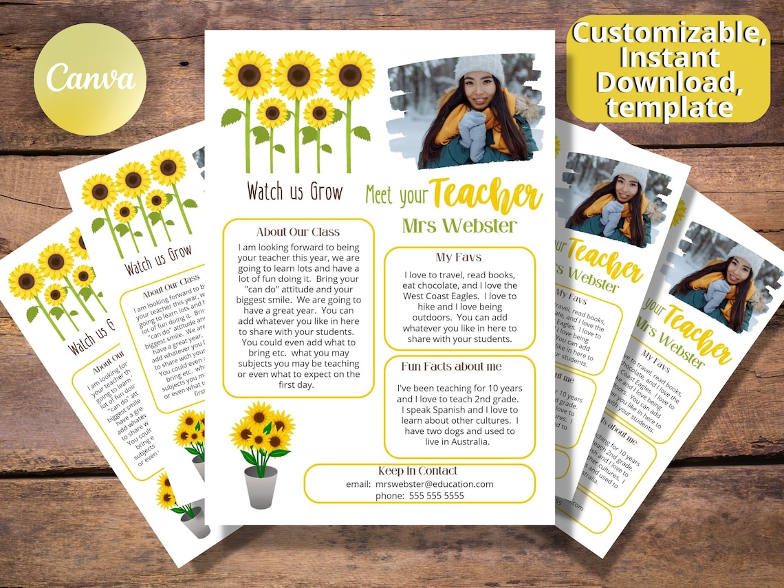 Meet the Teacher Template Canva, a Back to School Teacher Letter ...
