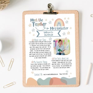 Boho Rainbow Meet the Teacher Editable Template, a Back to School ...