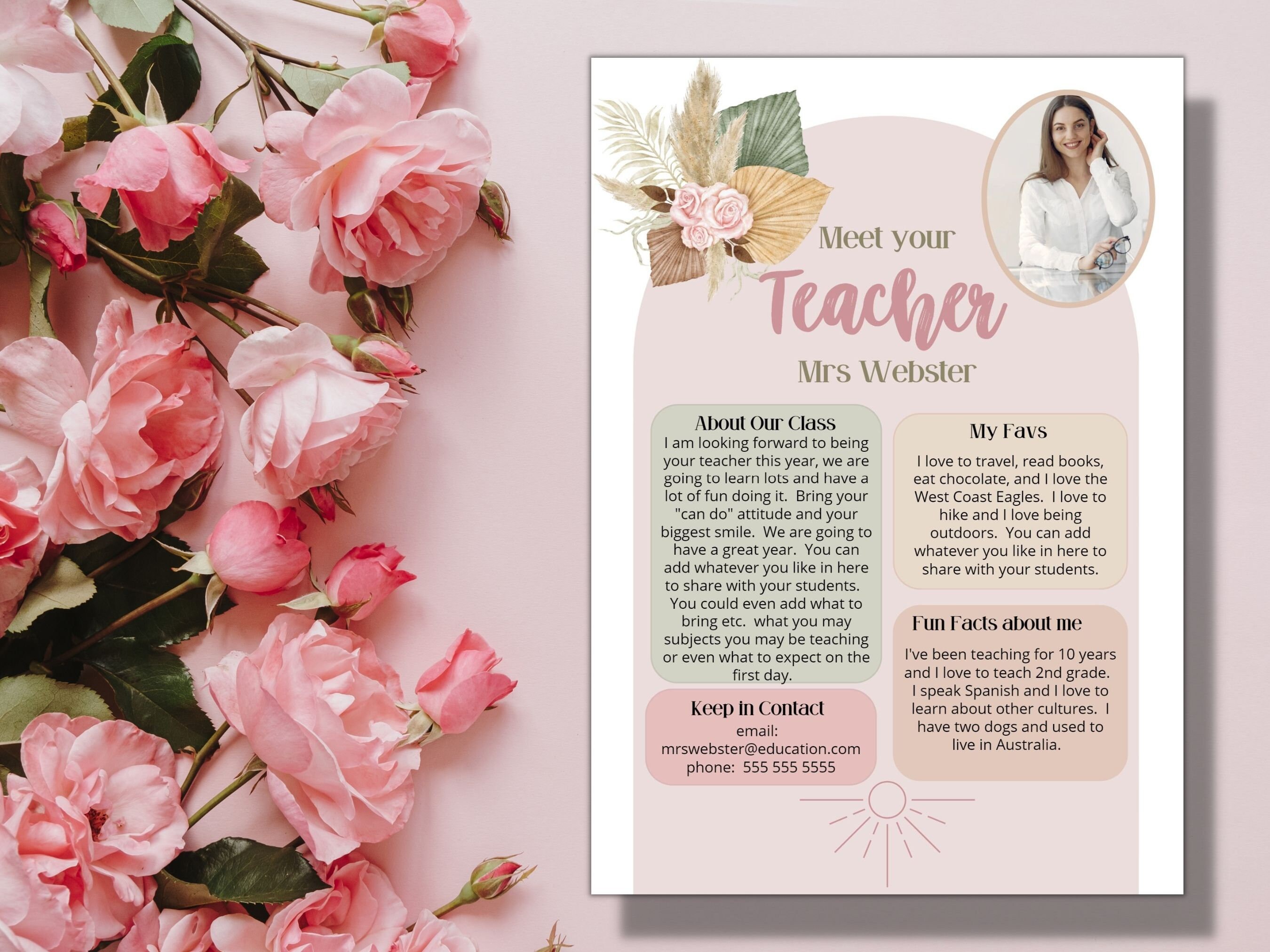 Boho Meet the Teacher Editable Template a Back to School - Etsy