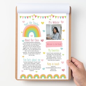 Rainbow Meet the Teacher Editable Template, a Back to School Letter in ...