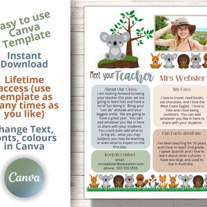 Meet the Teacher Template Canva, a Back to School Elementary Teacher ...