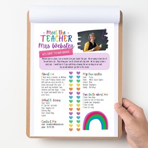 Bright Colourful Meet the Teacher Editable Template, Back to School ...