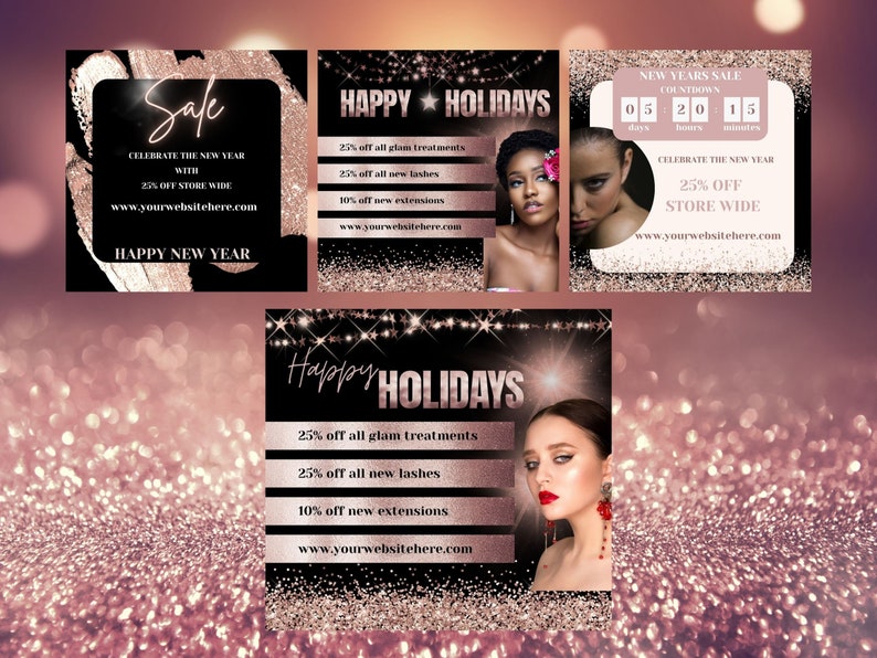 Rose Gold Instagram Template Flyers. Advertise Your Holiday Sales ...