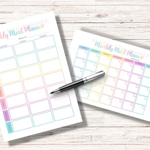 Rainbow Weekly Meal Planner Printable, Organise Your Weekly Meal Plan ...