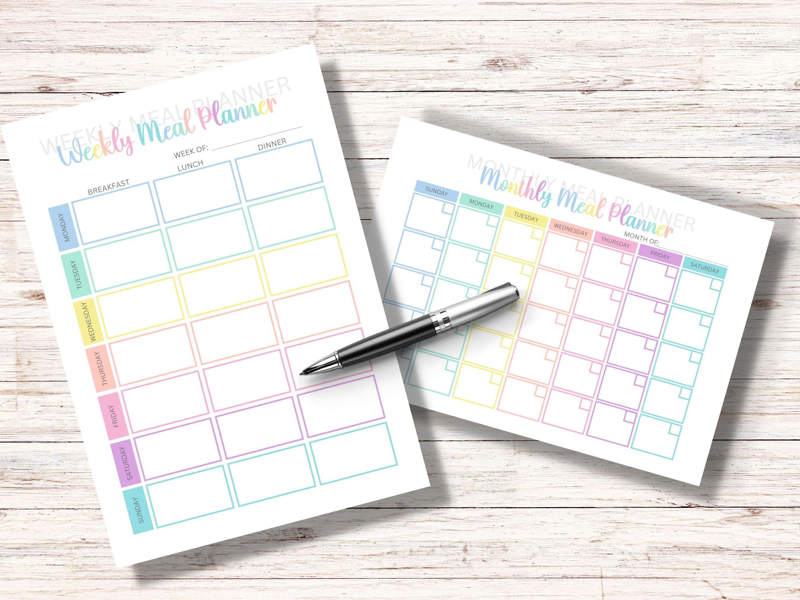 Rainbow Weekly Meal Planner Printable Organise Your Weekly - Etsy