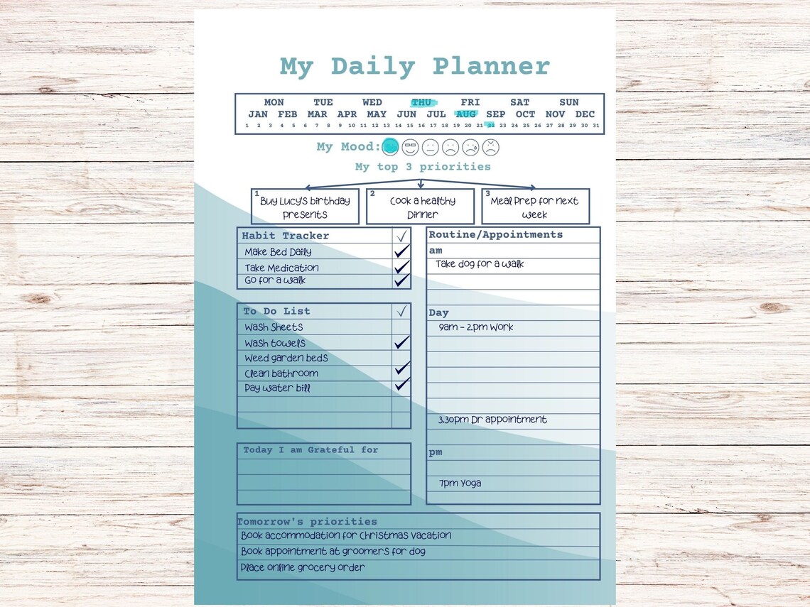 ADHD Digital Daily Planner, Printable Daily Planner, With Day to View ...