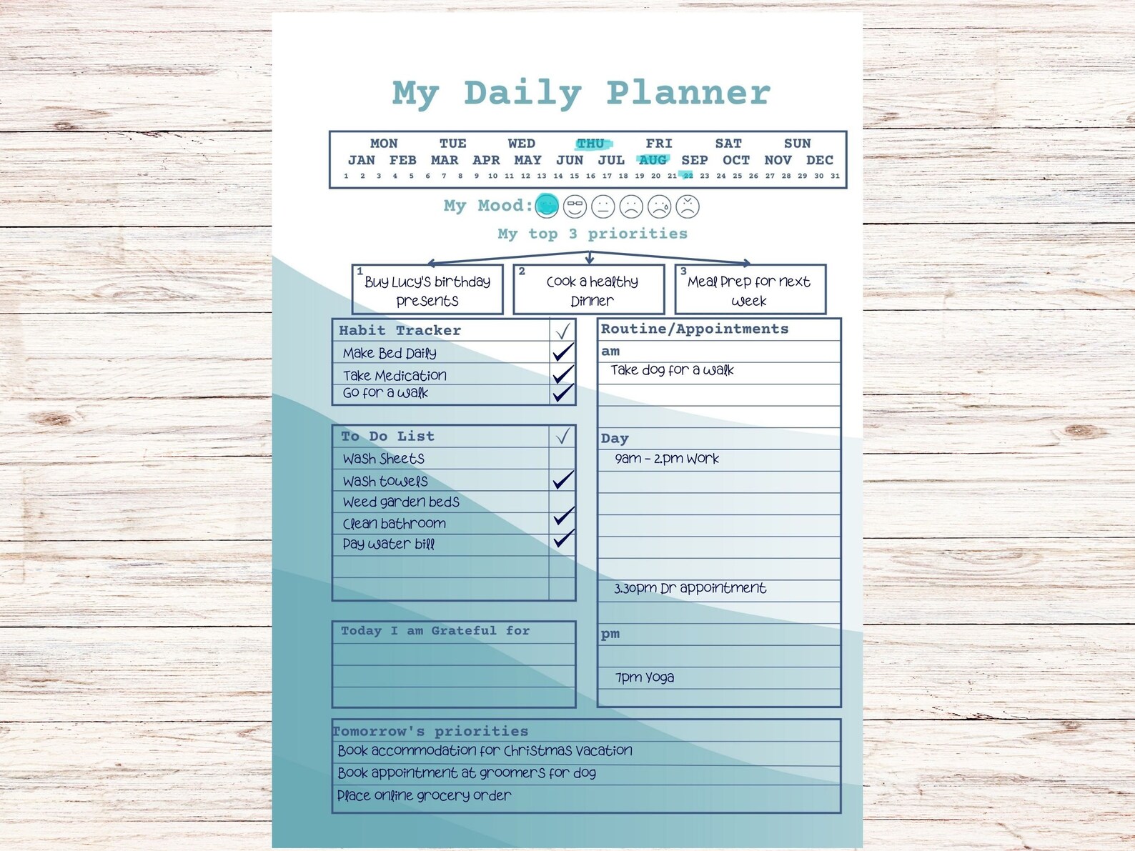 ADHD Digital Daily Planner, Printable Daily Planner, With Day to View ...