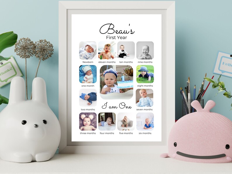 Baby's First Year Birthday Photo Collage Printable & - Etsy