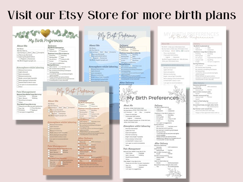 Birth Plan Checklist Template, Editable, Communicate Your Birth ...