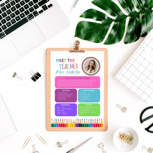 Bright Colourful Funky Meet the Teacher Editable Template, Back to ...