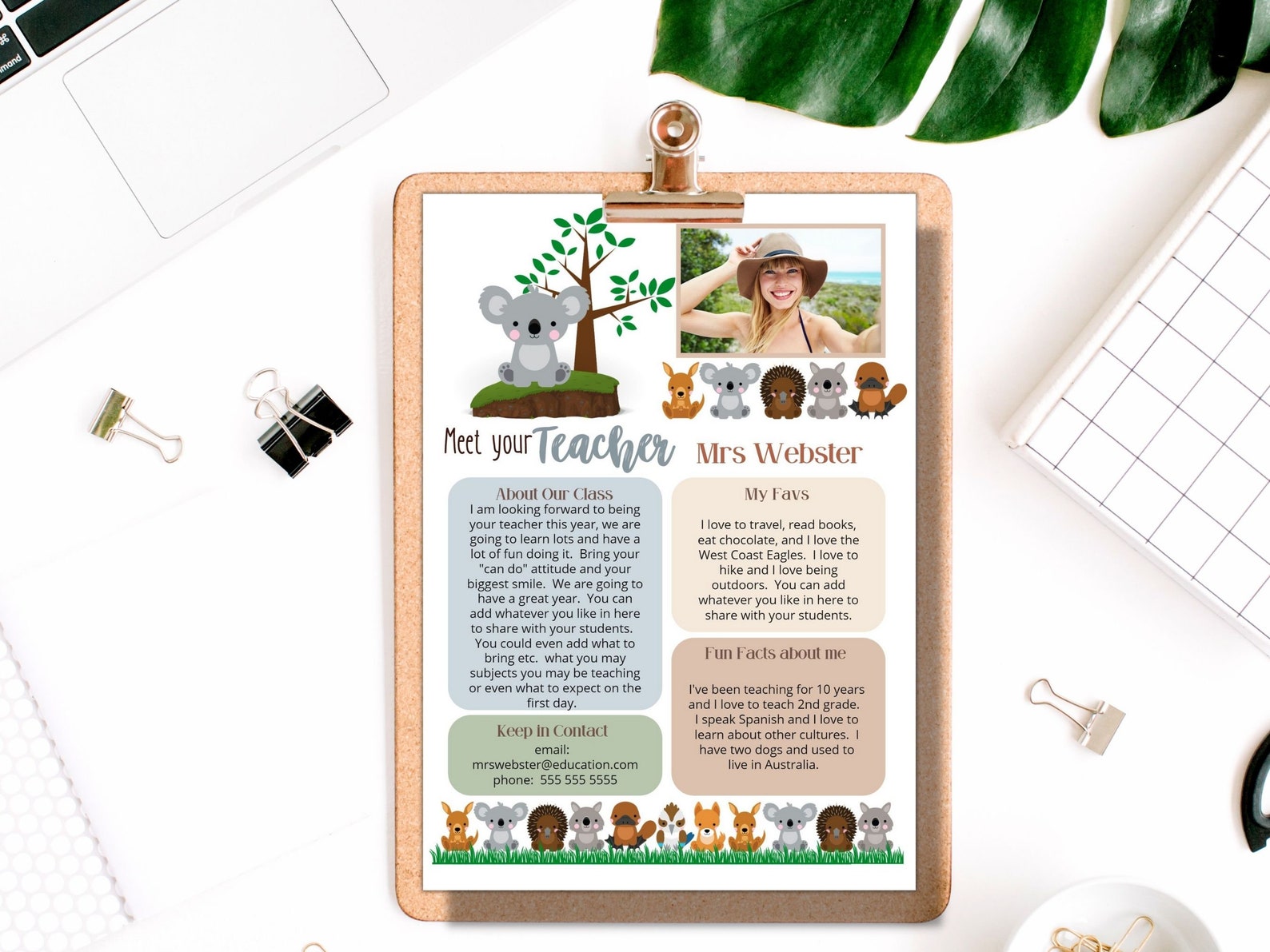 Meet the Teacher Template Canva, a Back to School Elementary Teacher ...