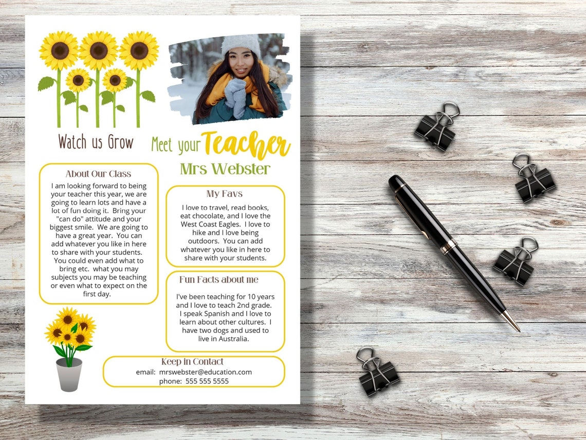 Meet the Teacher Template Canva, a Back to School Teacher Letter ...