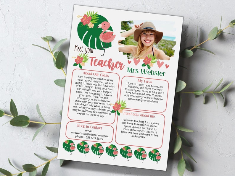 Meet the Teacher Template Canva, a Back to School Teacher Letter ...