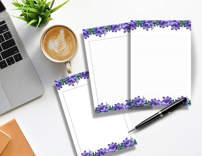 Letter Writing Stationary Sets, Printable Floral Print, JW Stationary ...