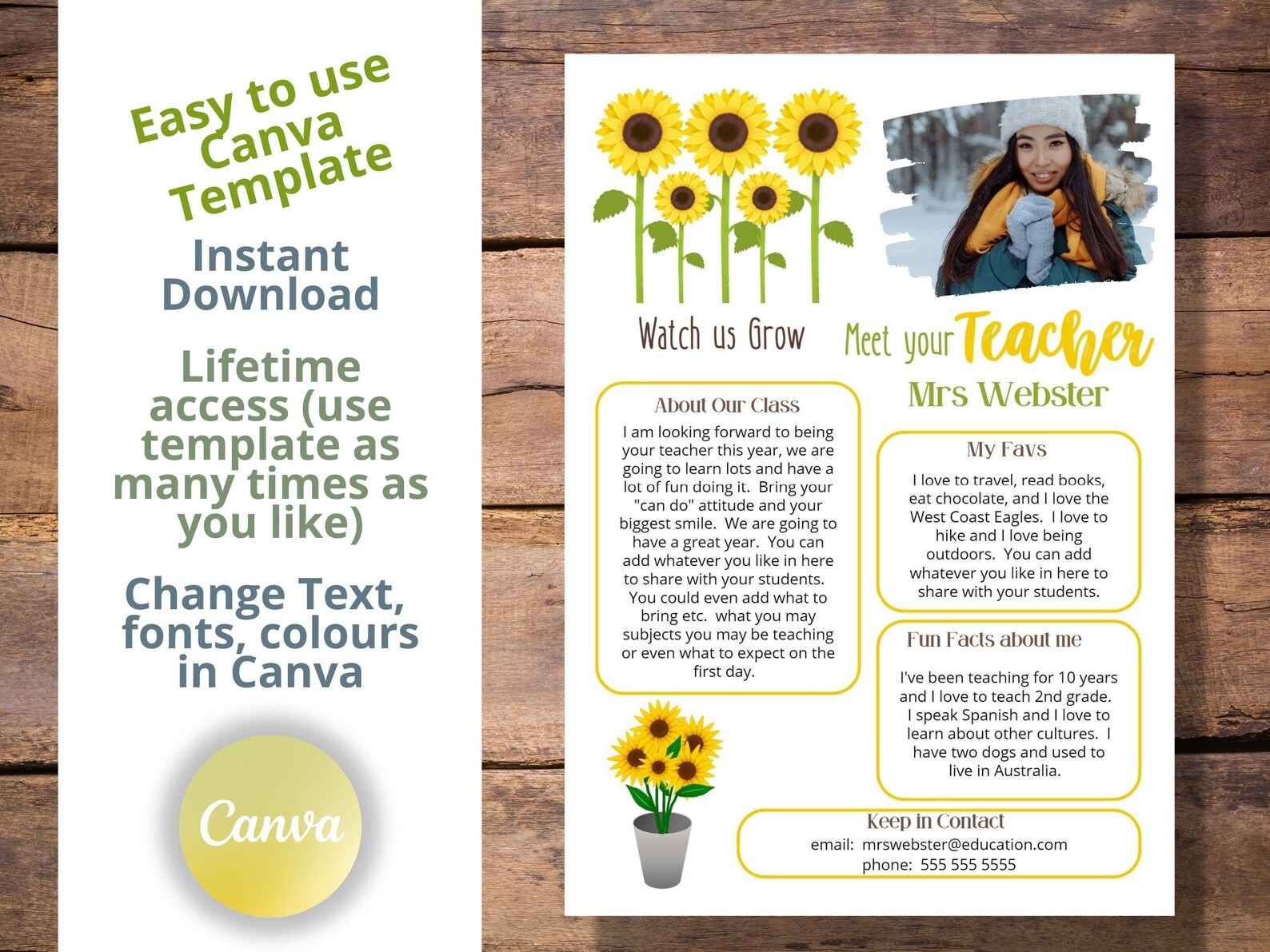 Meet the Teacher Template Canva, a Back to School Teacher Letter ...
