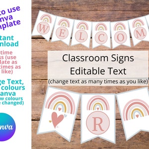 Boho Classroom Sign Bulletin Board Editable Template, Back to School ...