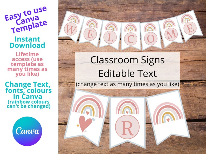 Boho Classroom Sign Bulletin Board Editable Template, Back to School ...