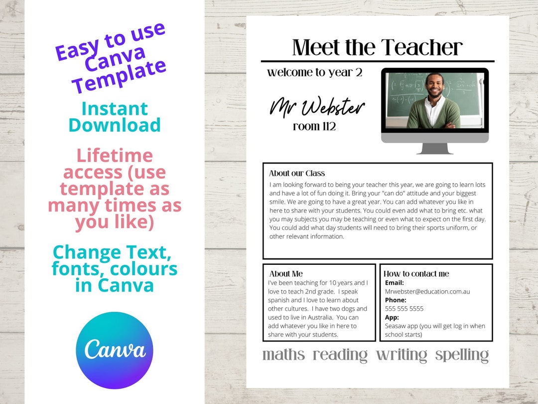 Minimalist Meet the Teacher Editable Template, a Back to School Letter ...