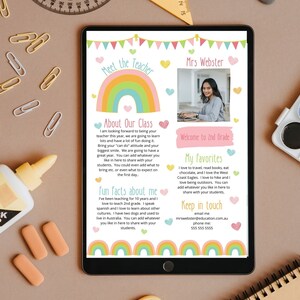 Rainbow Meet the Teacher Editable Template, a Back to School Letter in ...