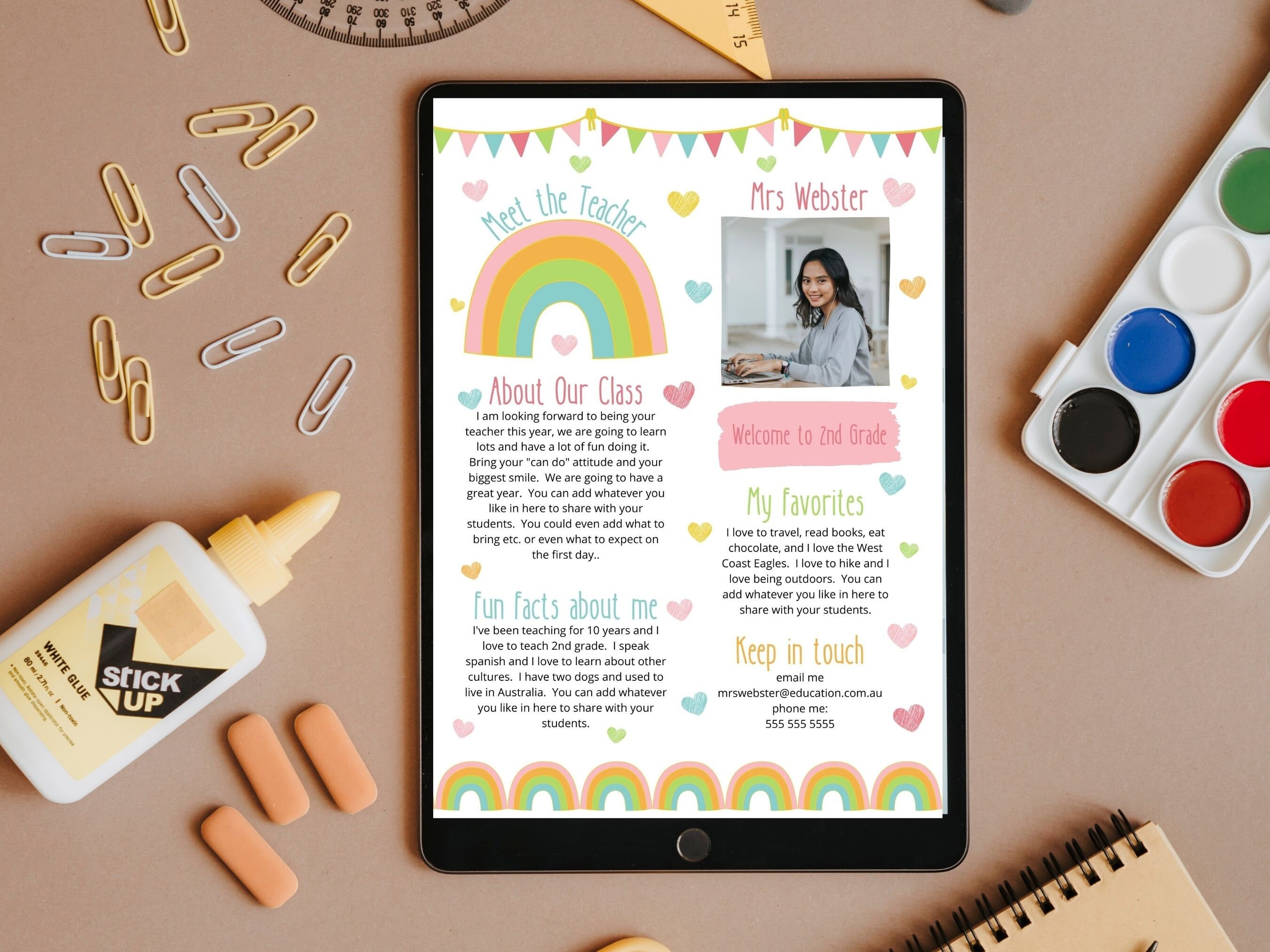 Rainbow Meet the Teacher Editable Template, a Back to School Letter in ...