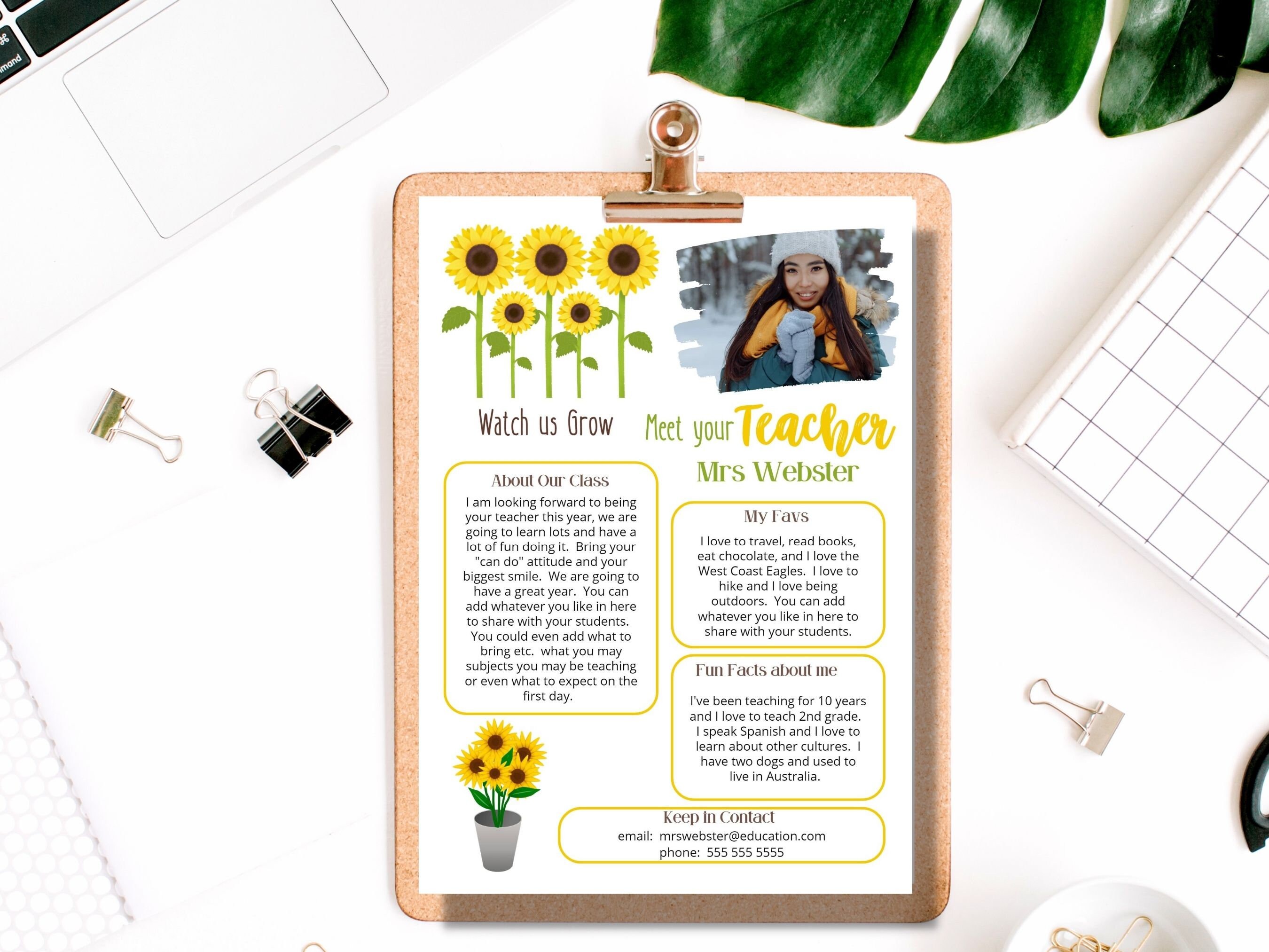 Meet the Teacher Template Canva, a Back to School Teacher Letter ...