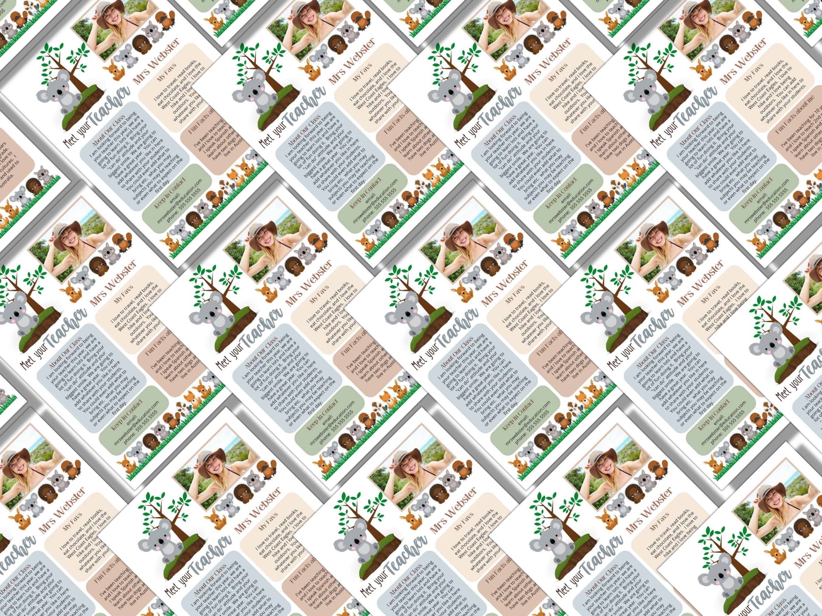 Meet the Teacher Template Canva, a Back to School Elementary Teacher ...