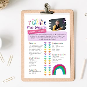 Bright Colourful Meet the Teacher Editable Template, Back to School ...