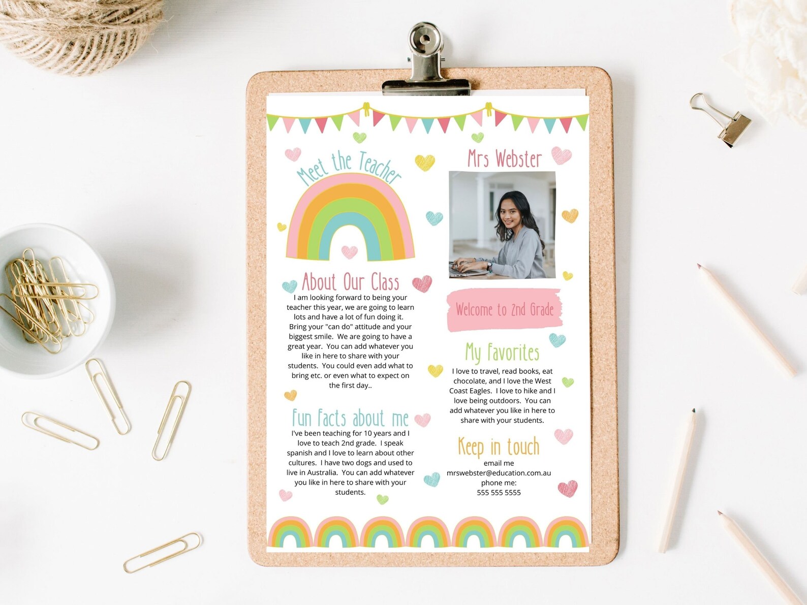 Rainbow Meet the Teacher Editable Template, a Back to School Letter in ...