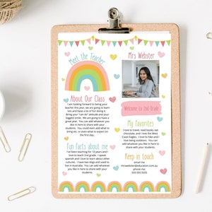 Rainbow Meet the Teacher Editable Template, a Back to School Letter in ...