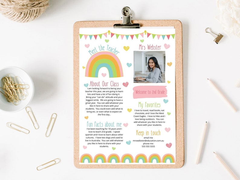 Rainbow Meet the Teacher Editable Template, a Back to School Letter in ...
