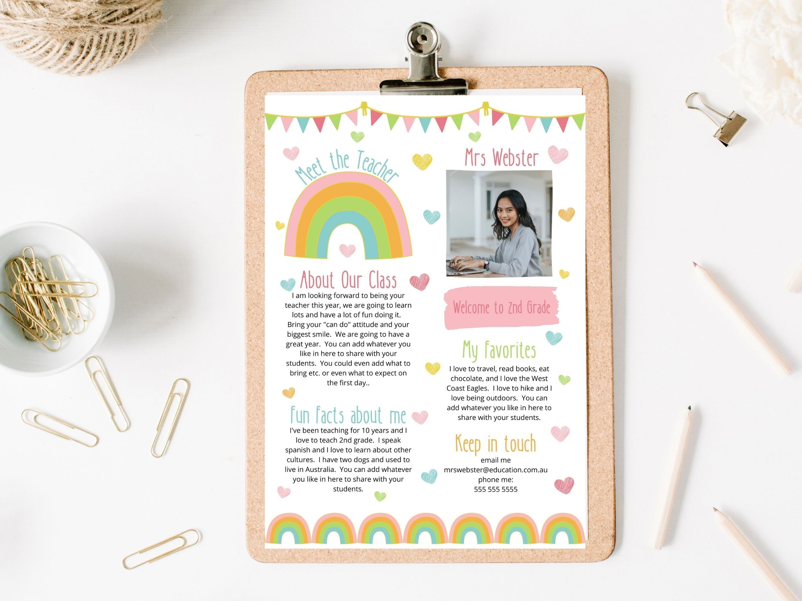 Rainbow Meet the Teacher Editable Template, a Back to School Letter in ...
