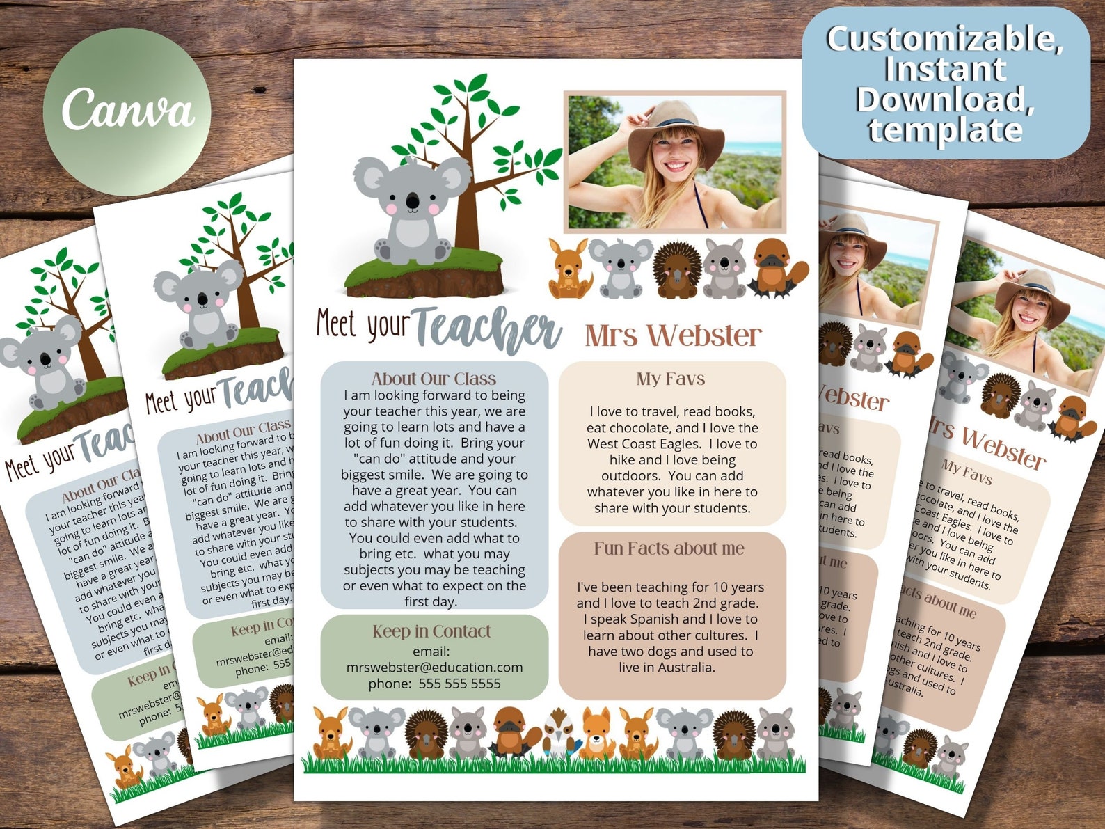 Meet the Teacher Template Canva, a Back to School Elementary Teacher ...