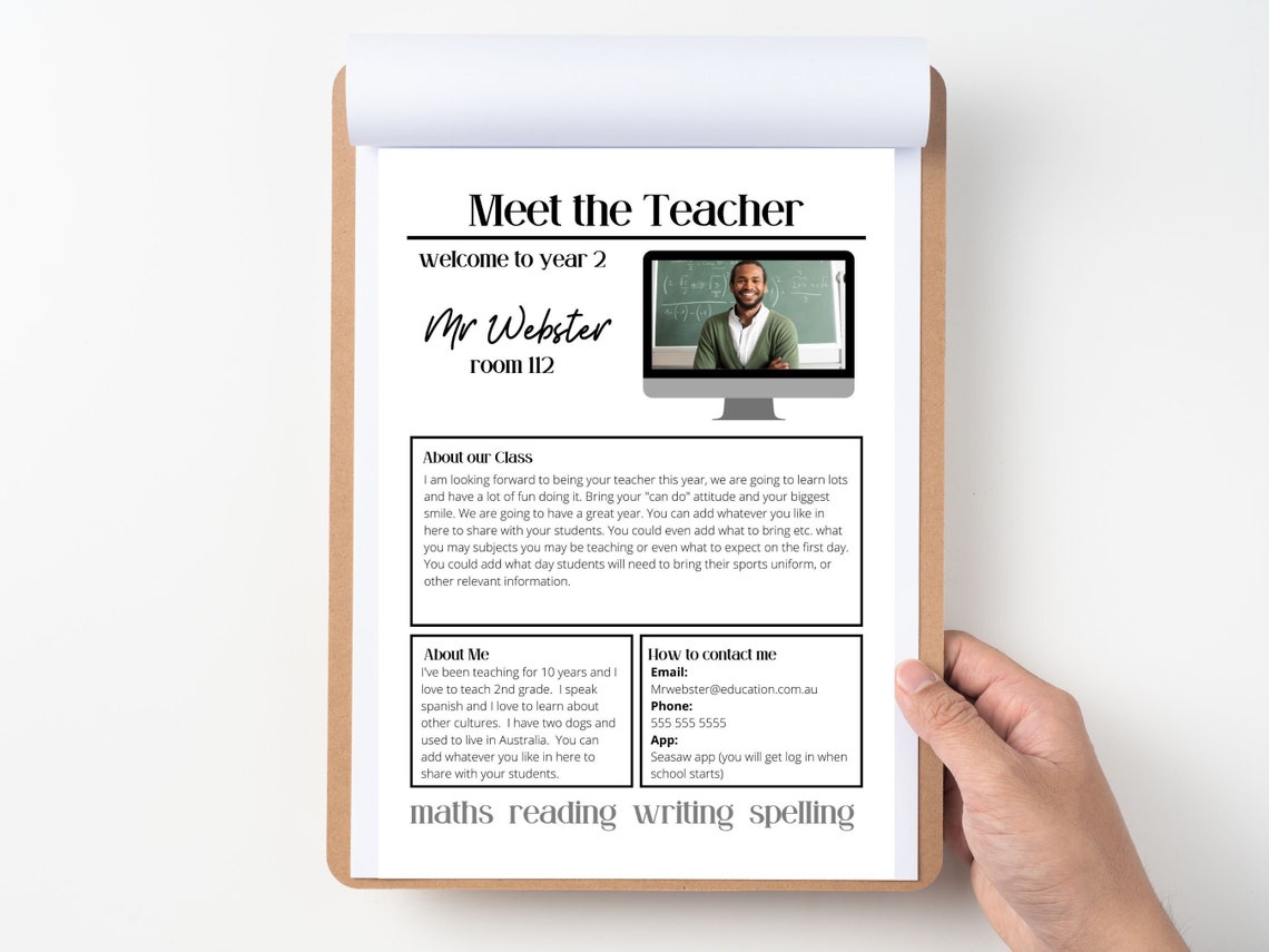 Minimalist Meet the Teacher Editable Template a Back to - Etsy