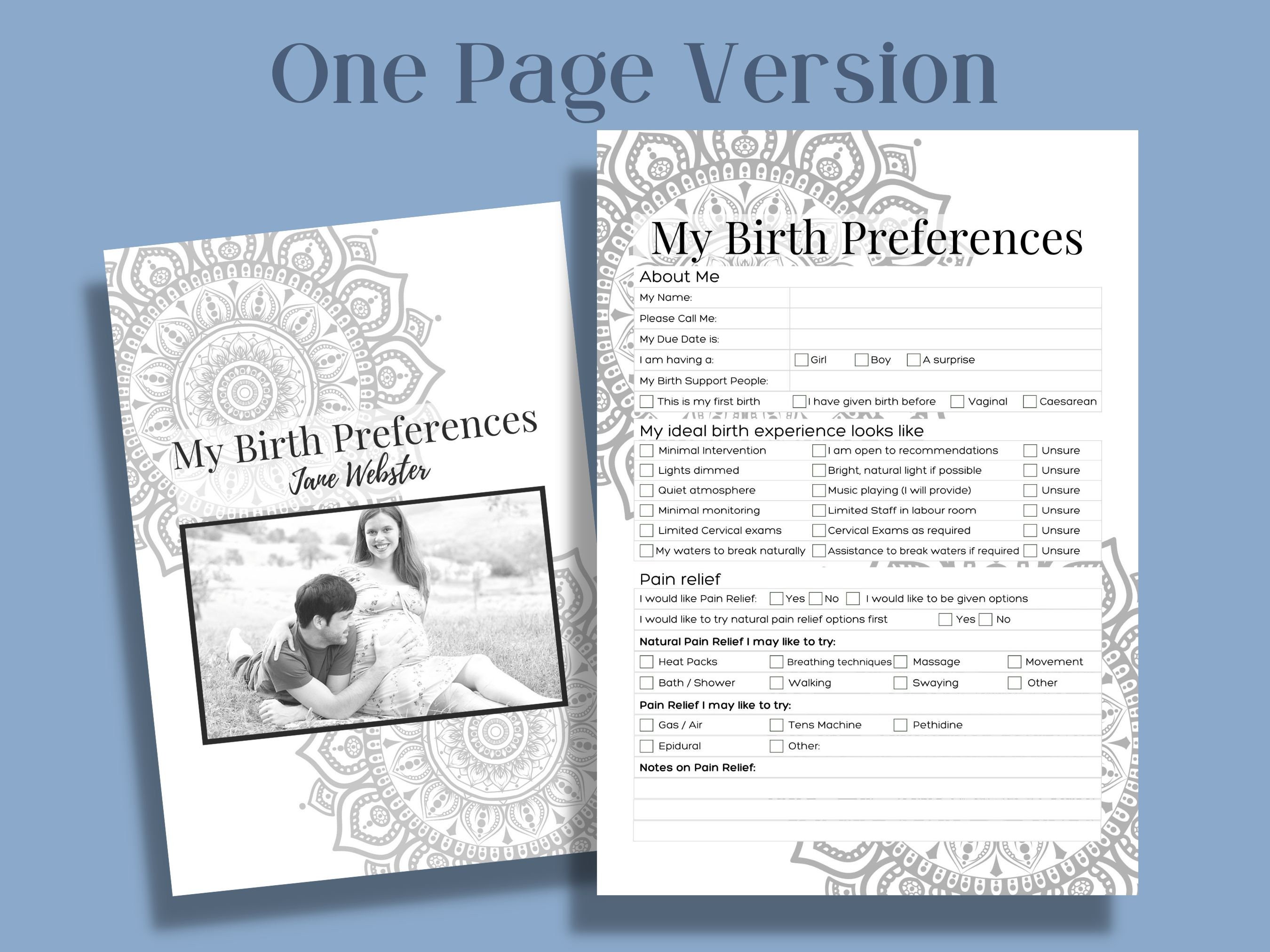 Birth Plan Editable Template, Birth Preferences Template, Birth ...