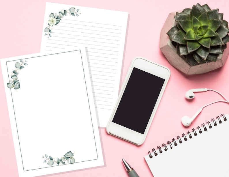 Letter Writing Stationary Sets, Printable Botanical Print, Stationary ...