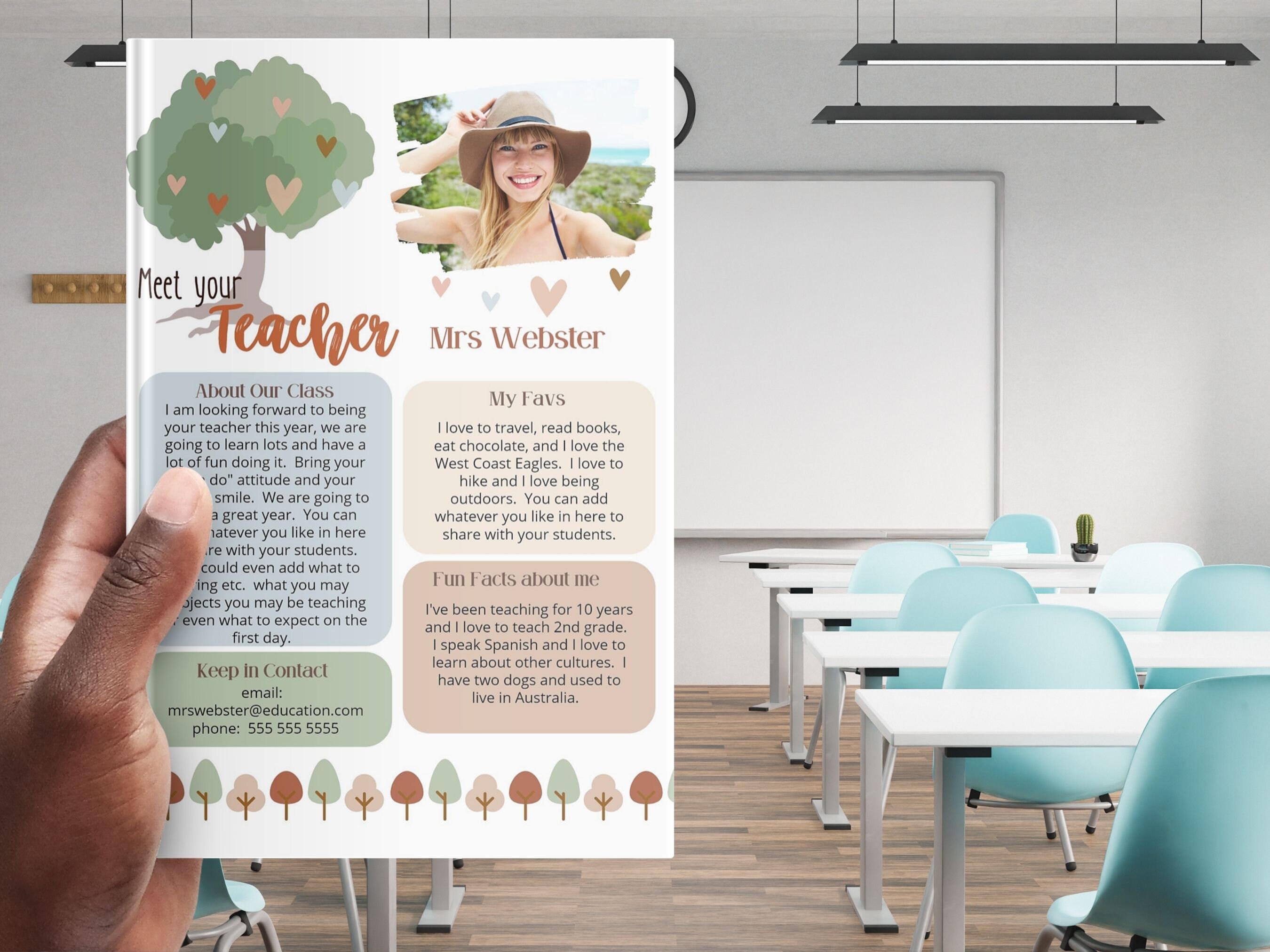 Meet the Teacher Template Canva, a Back to School Teacher Letter, Boho ...
