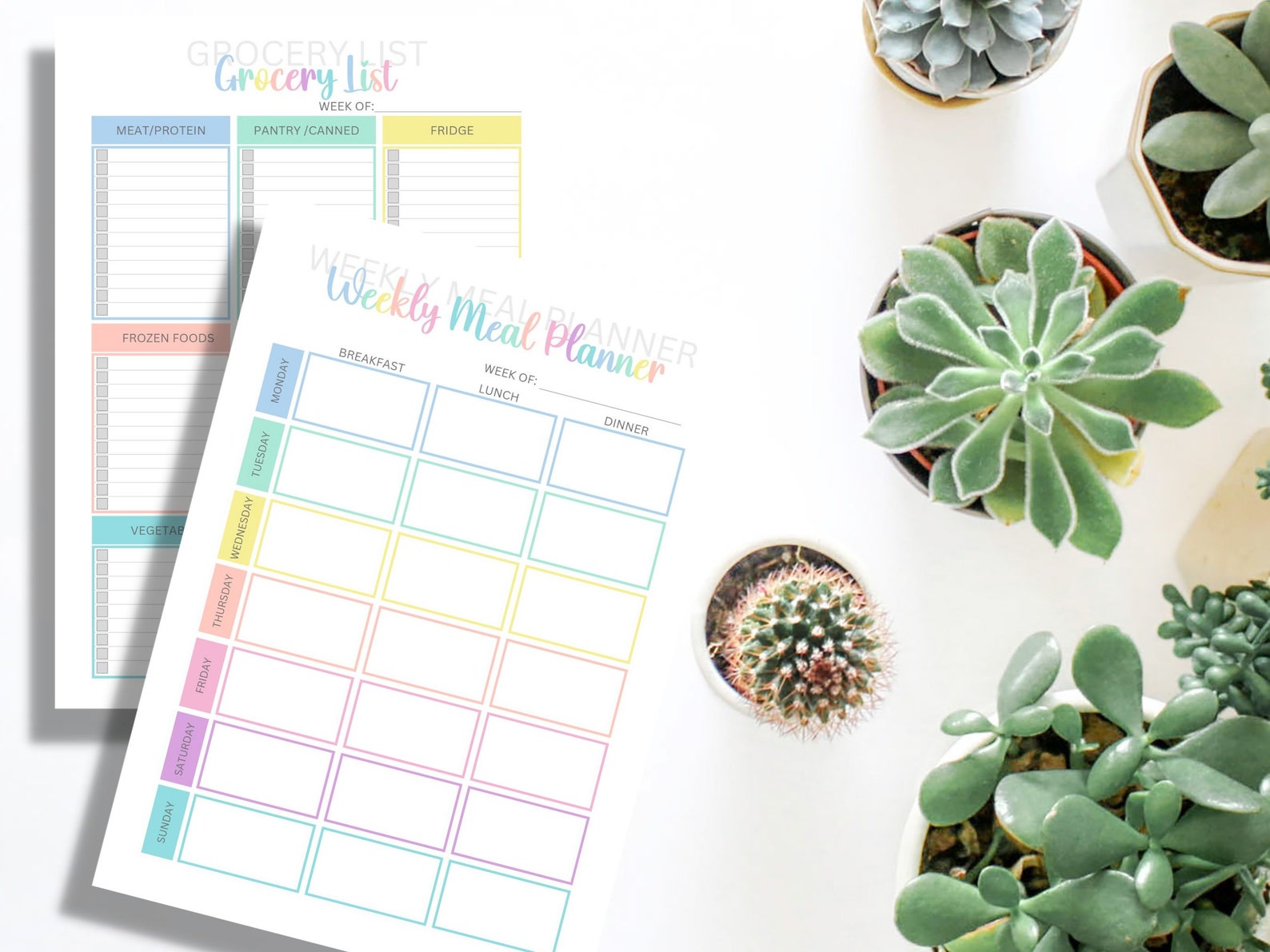 Rainbow Weekly Meal Planner Printable, Organise Your Weekly Meal Plan ...