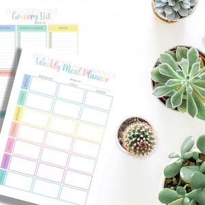 Rainbow Weekly Meal Planner Printable, Organise Your Weekly Meal Plan ...