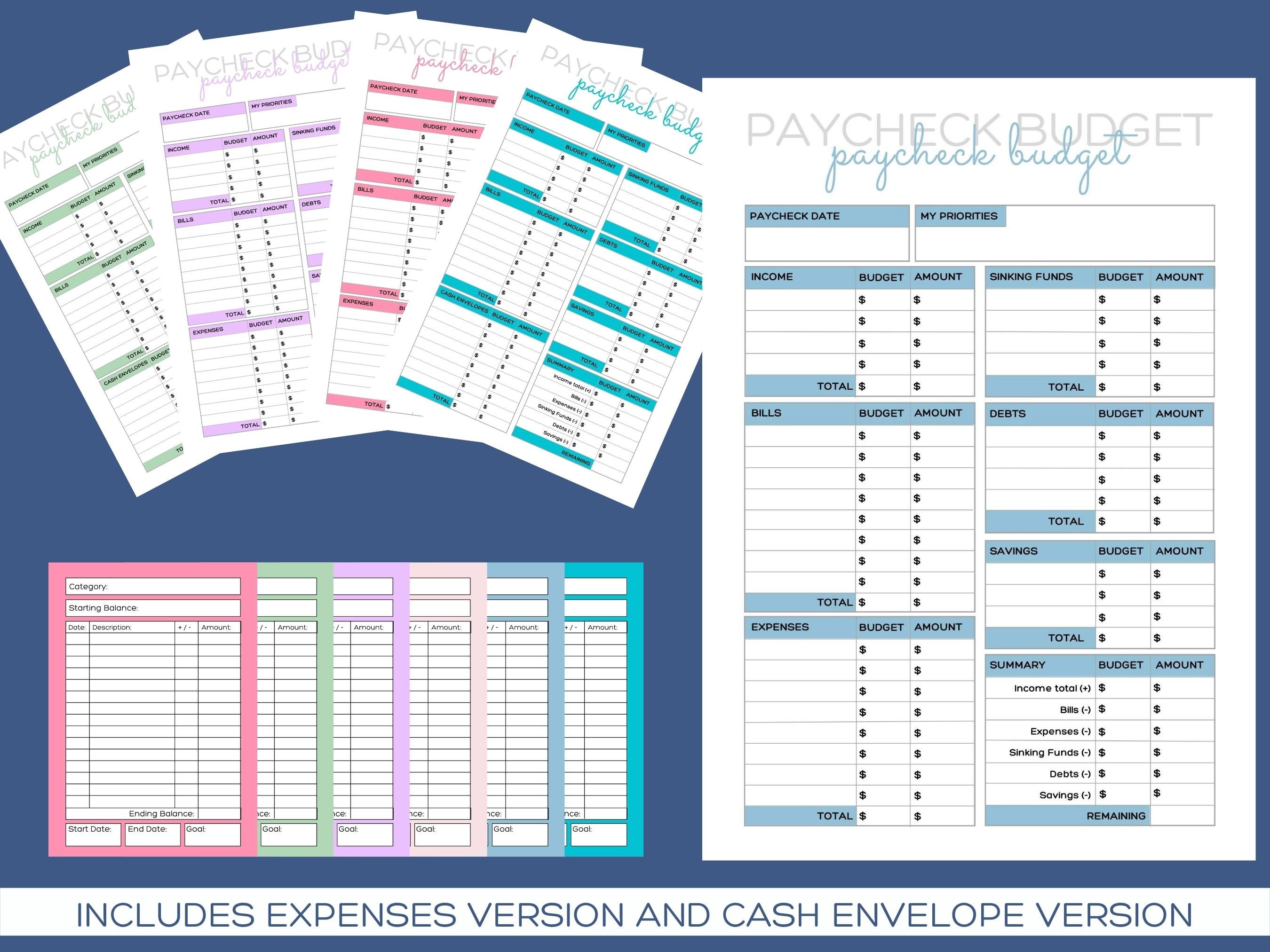 Paycheck Budget Planner PDF Printable Perfect to Plan Your Household ...