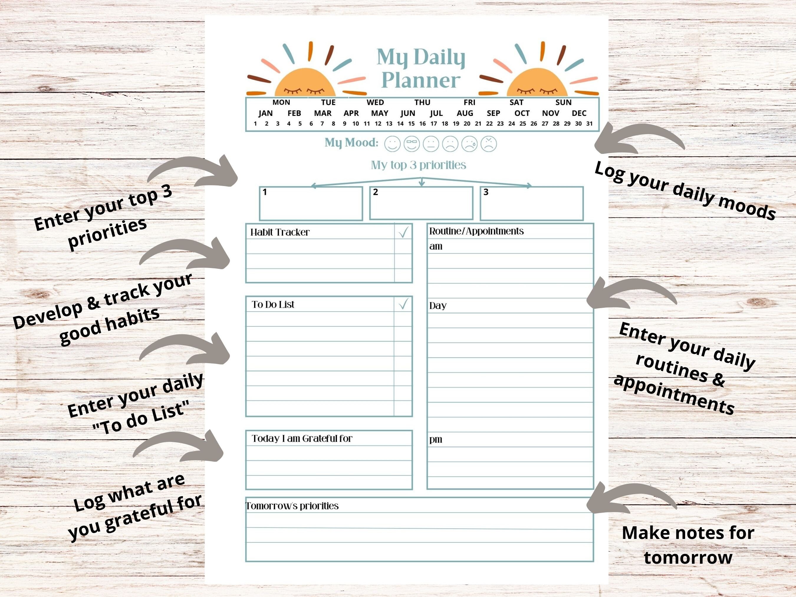 Daily Planner or an ADHD Daily Planner, Perfect Daily Organisation ...