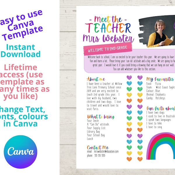 Meet the Teacher Template - Etsy