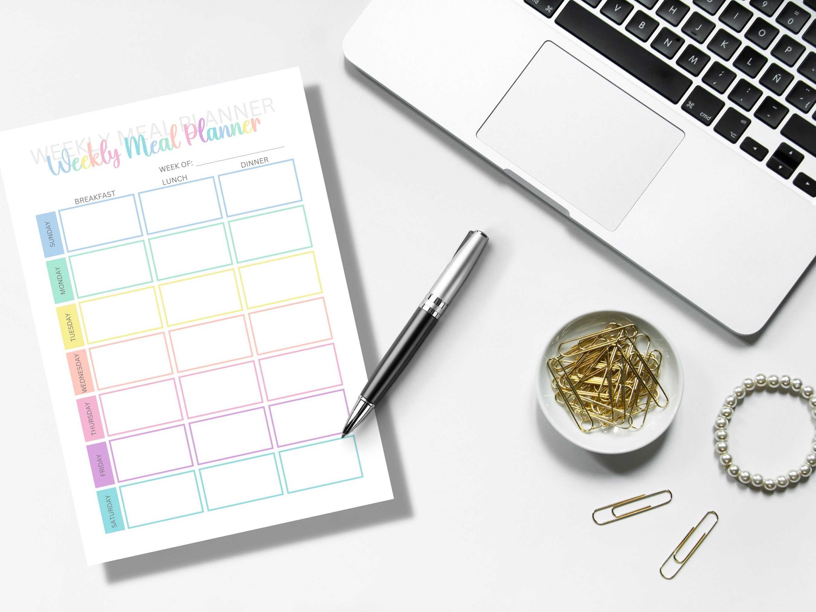 Rainbow Weekly Meal Planner Printable, Organise Your Weekly Meal Plan ...
