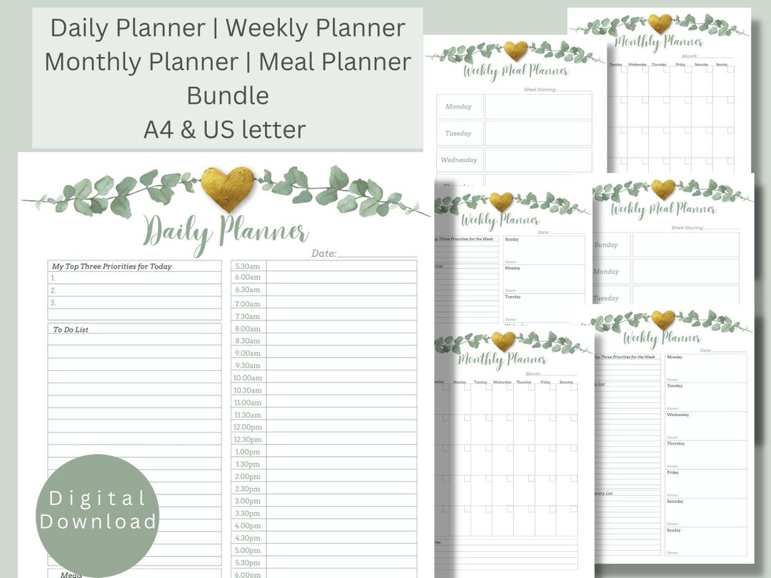 Daily Planner Printable Pdf Bundle Includes Weekly Planner Printable ...